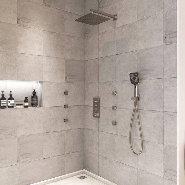 CASAINC Système de douche thermostatique mural 3 fonctions 12 pouces avec 6 jets de corps ...